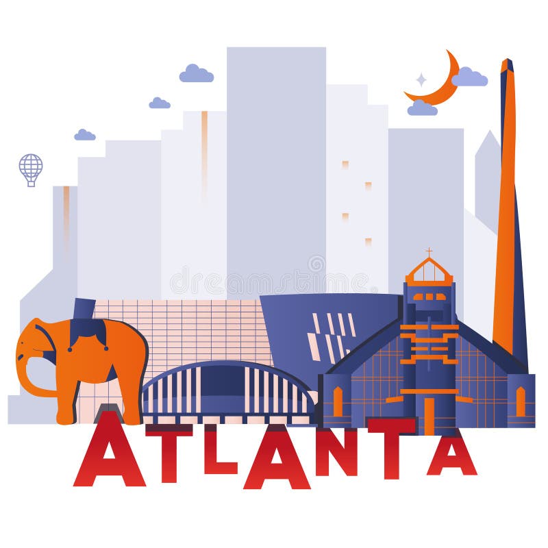 Atlanta Culture Travel Set Vector Illustratin Stock Vector ...