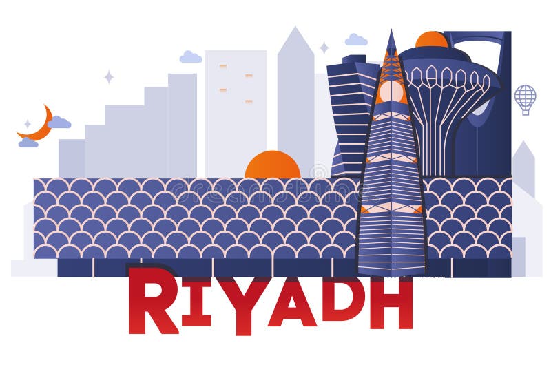 Typography Word Riyadh Branding Technology Concept Vector Stock ...
