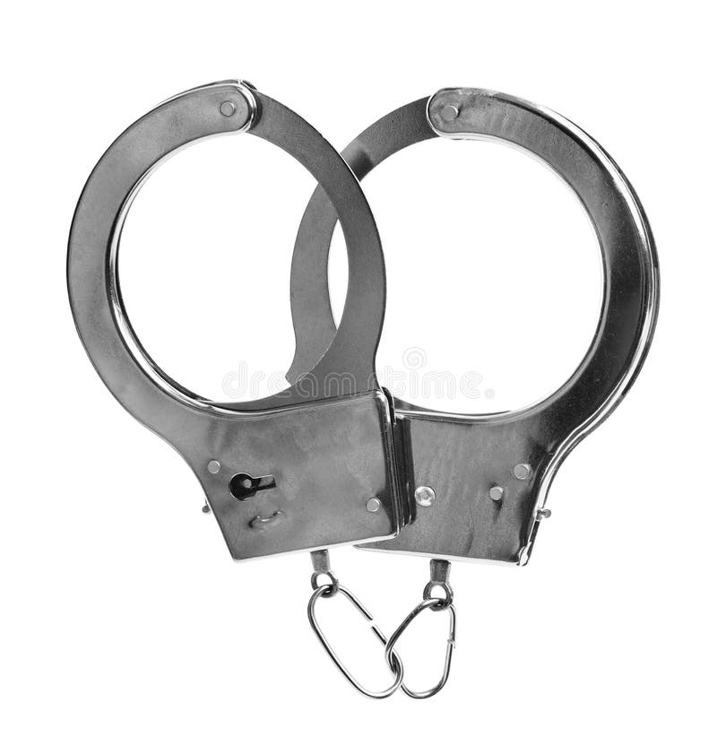 New Classic Chain Handcuffs Isolated on White Stock Image - Image of ...
