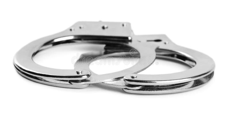 New Classic Chain Handcuffs on White Background Stock Photo - Image of ...