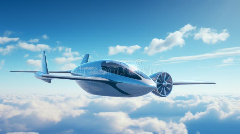 New and Clean Airplane Float in Cloudy Sky. Neural Network Ai Generated ...