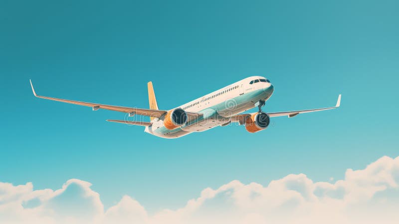 New and Clean Airplane Float in Cloudy Sky. Neural Network Ai Generated ...