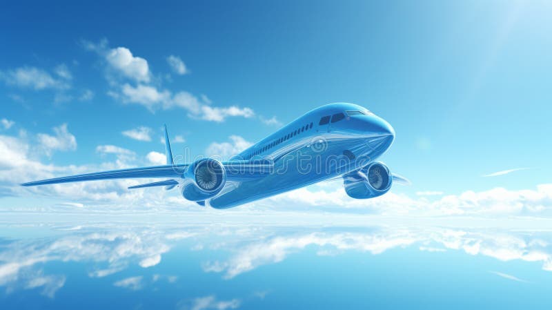 New and Clean Airplane Float in Cloudy Sky. Neural Network Ai Generated ...