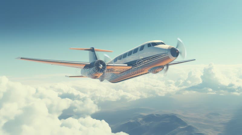 New and Clean Airplane Float in Cloudy Sky. Neural Network Ai Generated ...