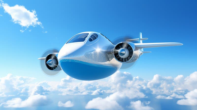 New and Clean Airplane Float in Cloudy Sky. Neural Network Ai Generated ...