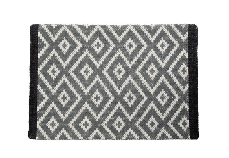 New Clean Door Mat with Pattern Isolated on White, Top View Stock Photo ...