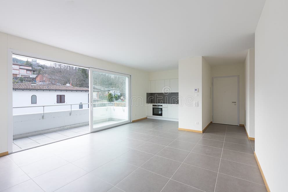 New, Clean and Empty Kitchen in the Empty Room Stock Photo - Image of ...