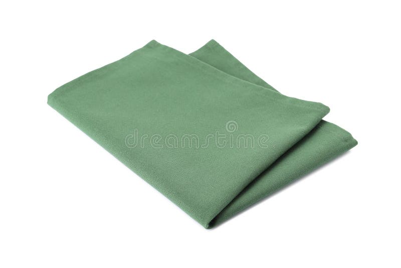 New Clean Green Cloth Napkin Isolated on White Stock Photo - Image of ...