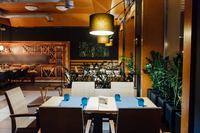 New and Clean Luxury Restaurant in European Style Stock Image - Image ...