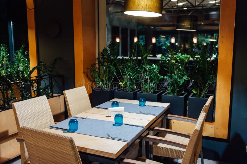 New and Clean Luxury Restaurant in European Style Stock Image - Image ...