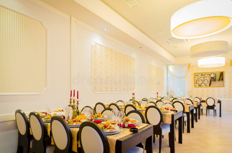 New and Clean Luxury Restaurant in European Style Stock Image - Image ...