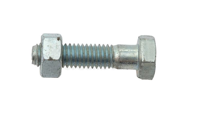 New and Clean Single Bolt and Nut Isolated on White Stock Photo - Image ...