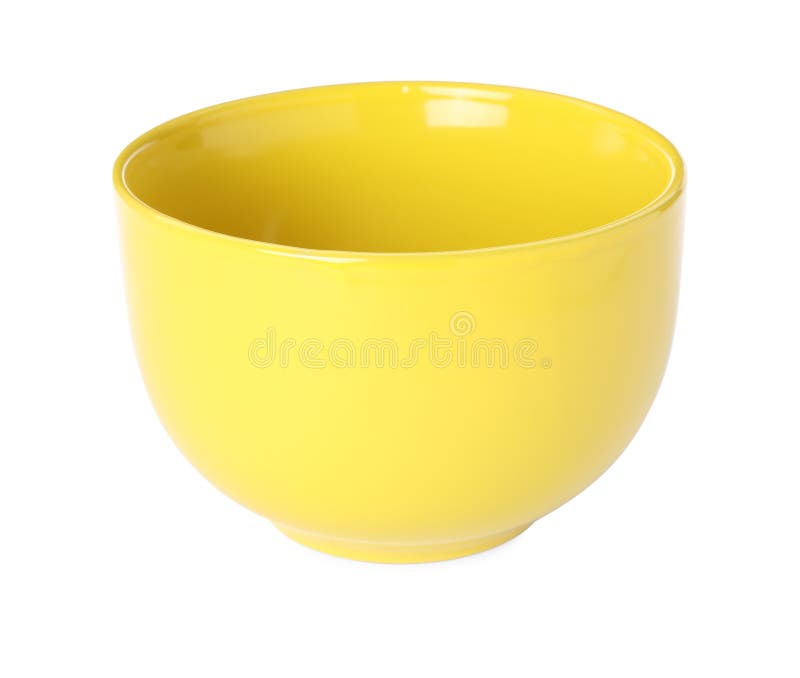 New Clean Yellow Bowl Isolated on White Stock Image - Image of material ...