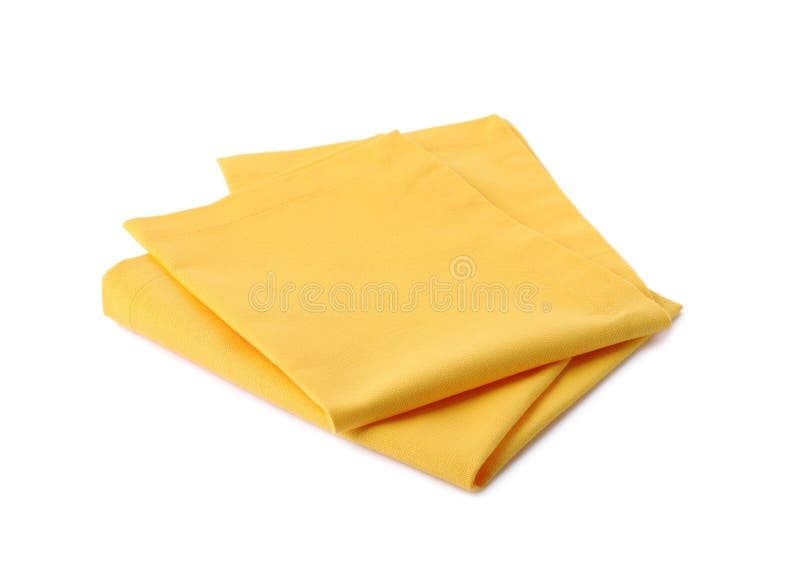 New Clean Yellow Cloth Napkins Isolated on White Stock Image - Image of ...