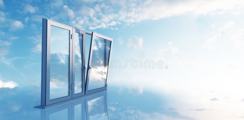 New Clear and Clean Open PCV Windows on Sunny Sky Stock Illustration ...