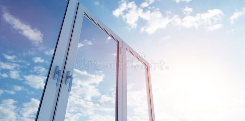 New Clear and Clean PCV Windows on Sunny Sky Stock Image - Image of ...