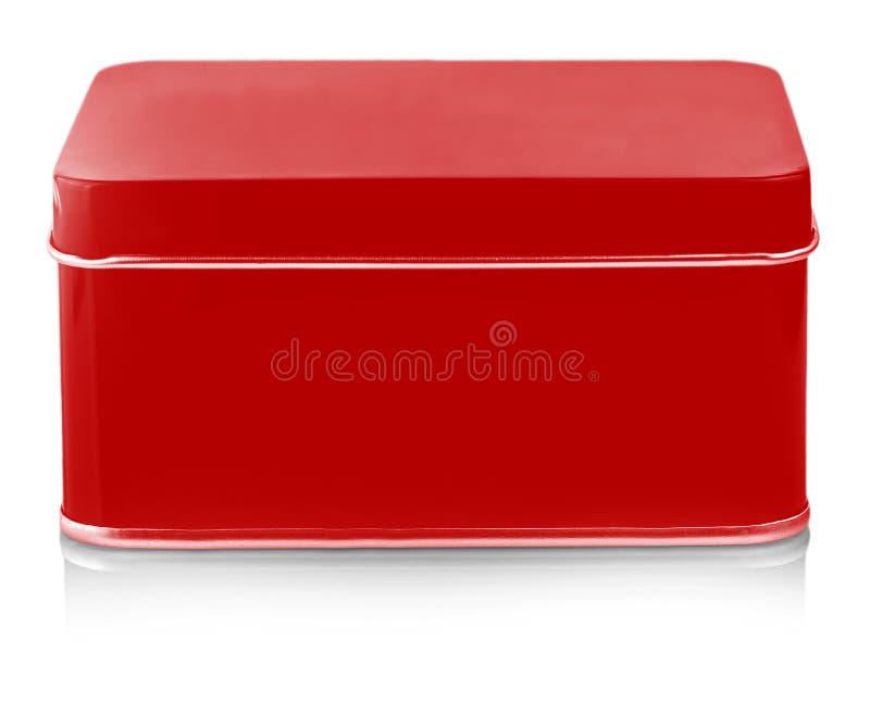 New Closed Empty Red Metal Box Close-up Stock Photo - Image of black ...