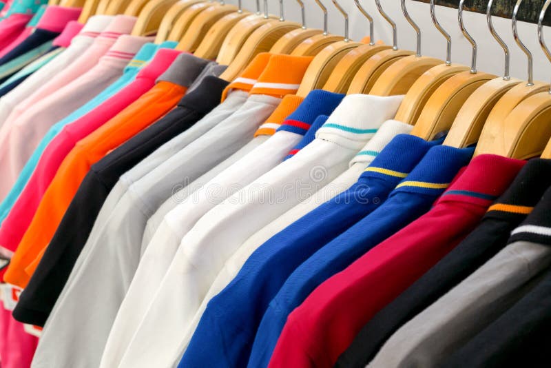 New Clothes Colorful in a Shop Store. Stock Photo - Image of cotton ...