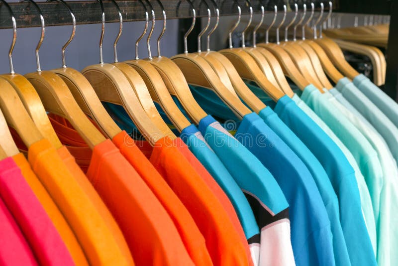 New Clothes Colorful in a Shop Store. Stock Photo - Image of casual ...