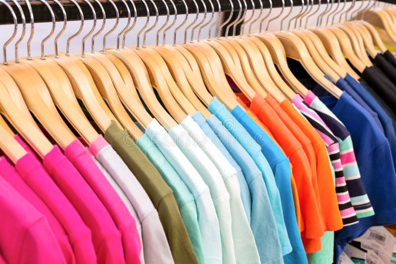 New Clothes Colorful in a Shop Store. Stock Photo - Image of closet ...