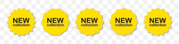 New Collection Labels Set in Yellow with Shadow. Vector Illustration ...