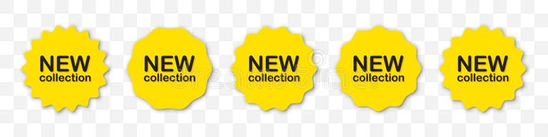 New Collection Labels Set in Yellow with Shadow. Vector Illustration ...