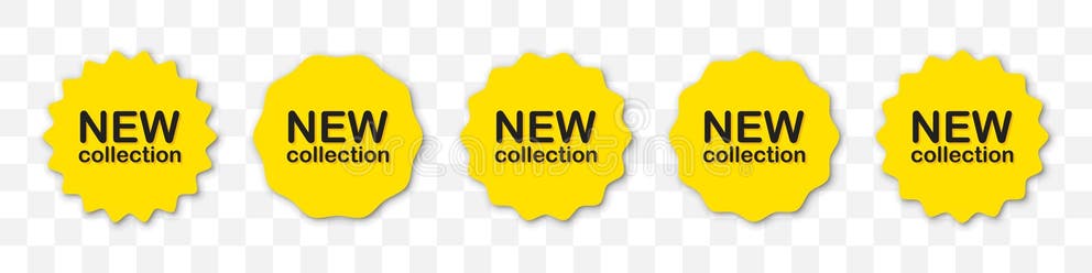 New Collection Labels Set in Yellow with Shadow. Vector Illustration ...