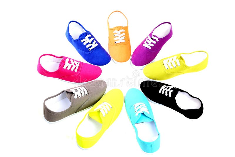 New Colorful Canvas Shoes in a Circular Design Stock Image - Image of ...