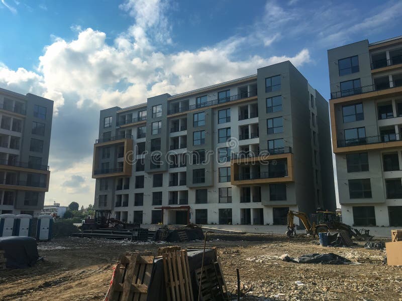 New Complex of Apartment Buildings Under Construction Stock Photo ...