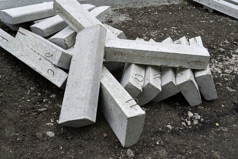 New Concrete Blocks and Curbs for Road Construction Stock Photo - Image ...