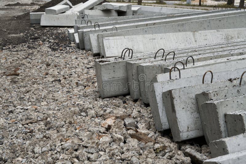New Concrete Blocks and Curbs for Road Construction Stock Photo - Image ...
