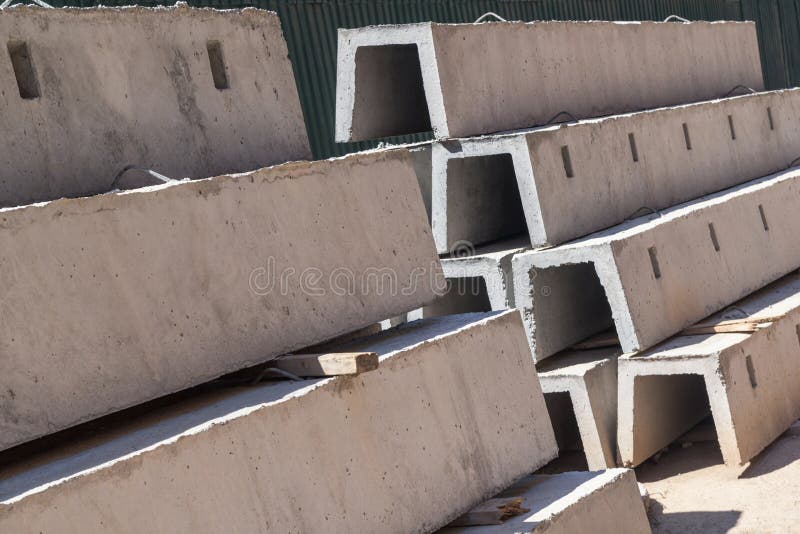 Cement Block Form for Ditch Stock Image - Image of piled, equipment ...