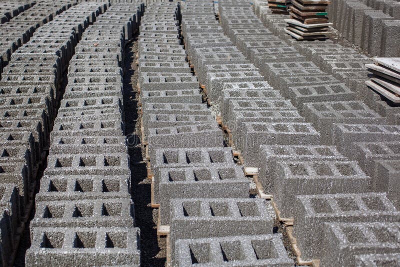 New Concrete Blocks in the Open Air Stock Image - Image of stack ...