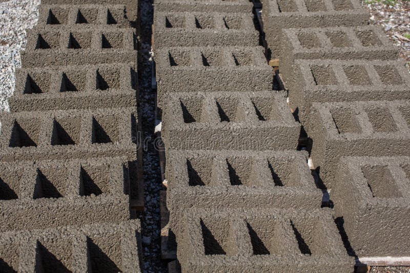 New Concrete Blocks in the Open Air Stock Photo - Image of weight ...