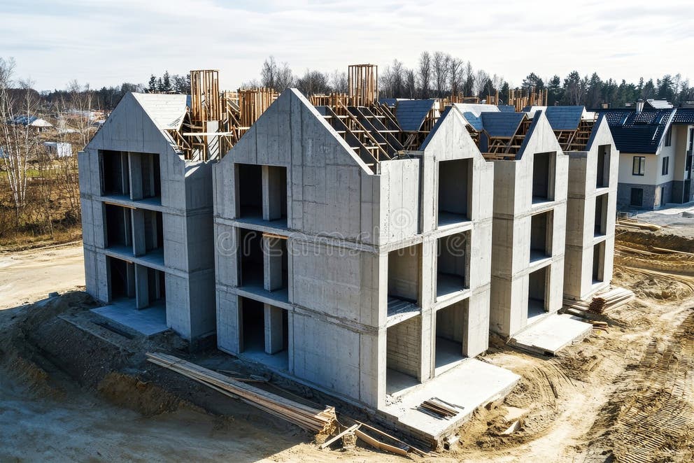 Modern Concrete House Under Construction Showcasing Innovative Design ...