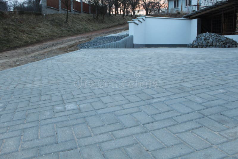 New concrete pavement stock image. Image of white, trees - 88528533