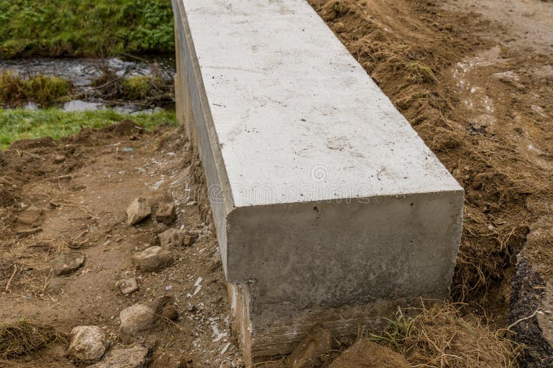 New Concrete Wall on the Bridge. Reconstruction Concept Stock Image ...