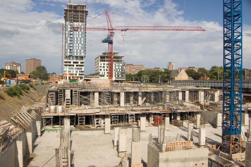 Constraction Site with Crain and New Building Stock Image - Image of ...