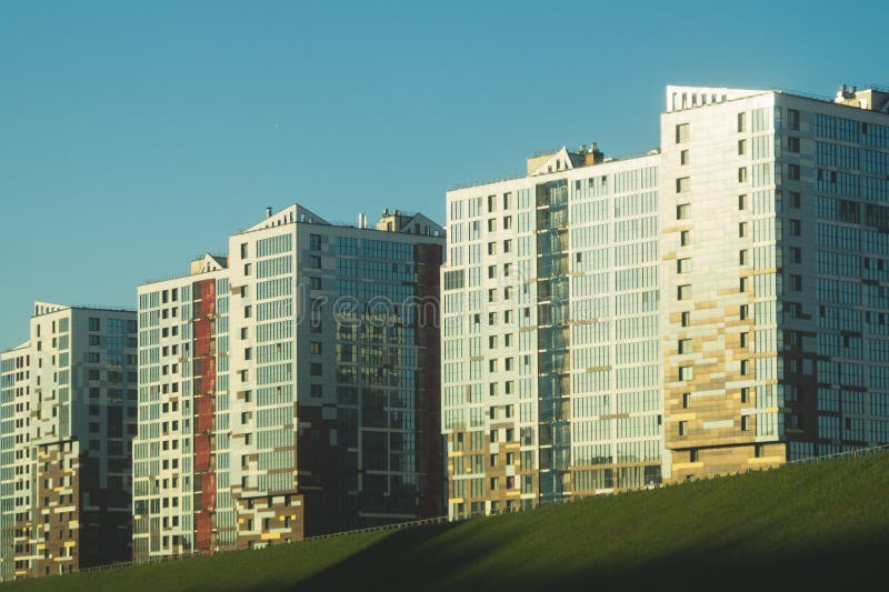 New Constructed Colorful Building. Modern Residential Construction ...