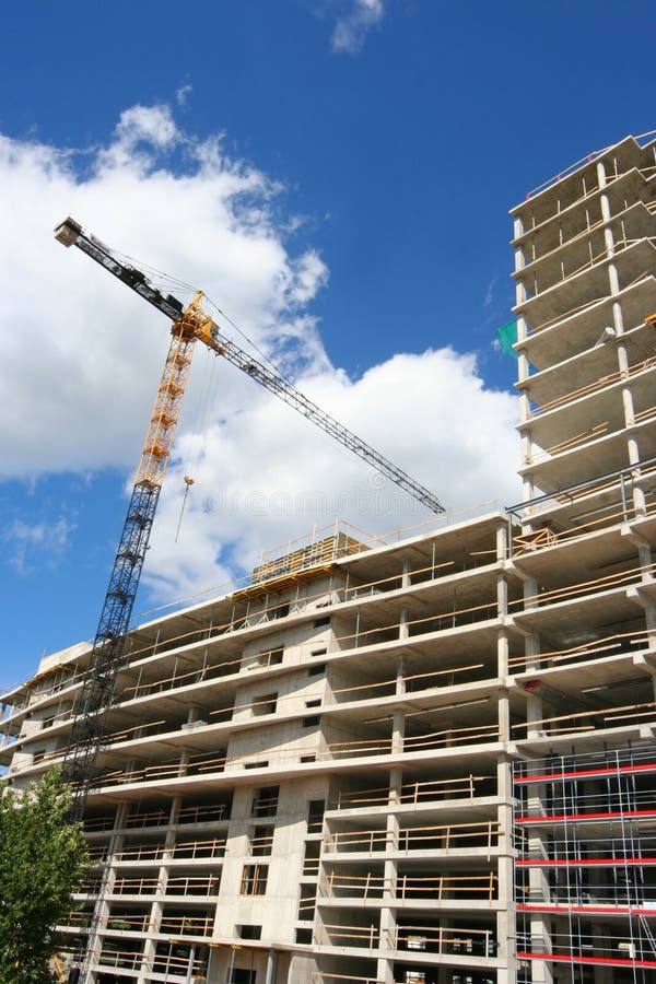 Office Buildings Under Construction Stock Photo - Image of blue, site ...