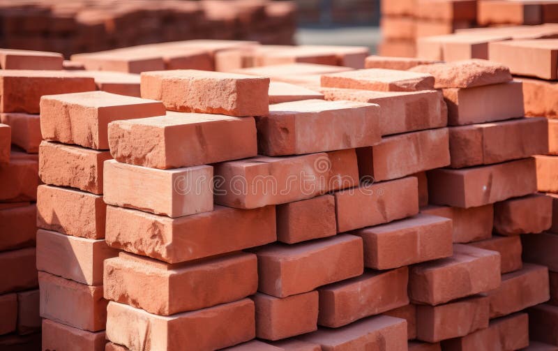 New Construction Bricks Piled High Stock Photo - Image of engineering ...