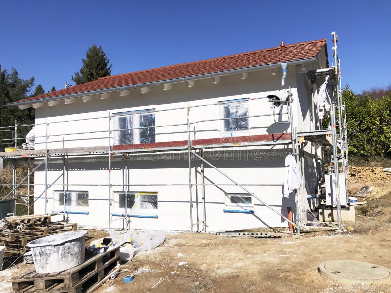 New Construction with Finished Base Plaster Stock Image - Image of ...