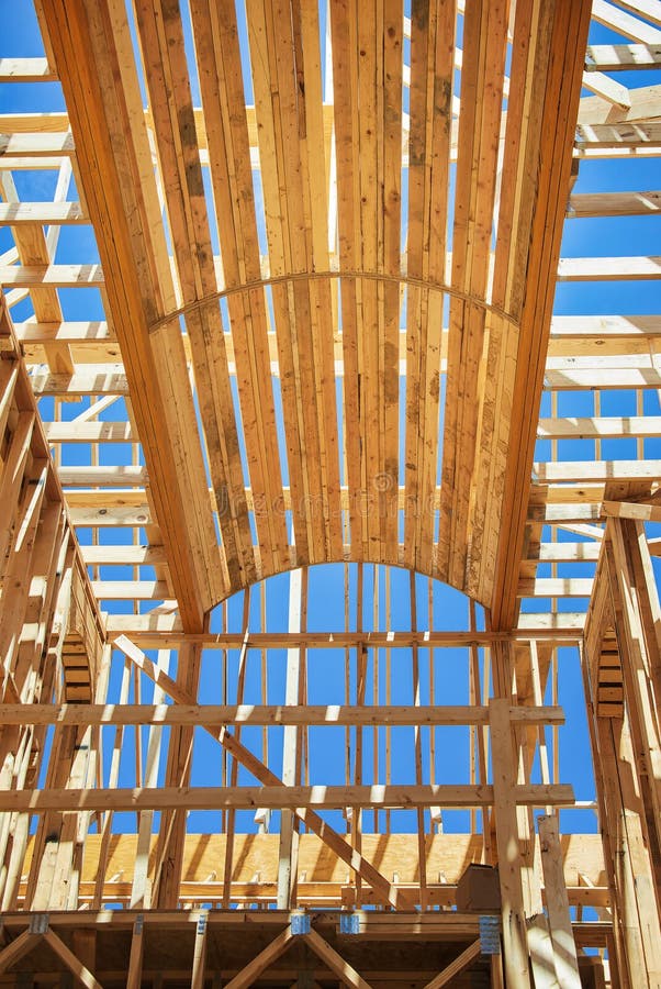 Construction Site Ceiling Framing Stock Photo - Image of plank, framing ...
