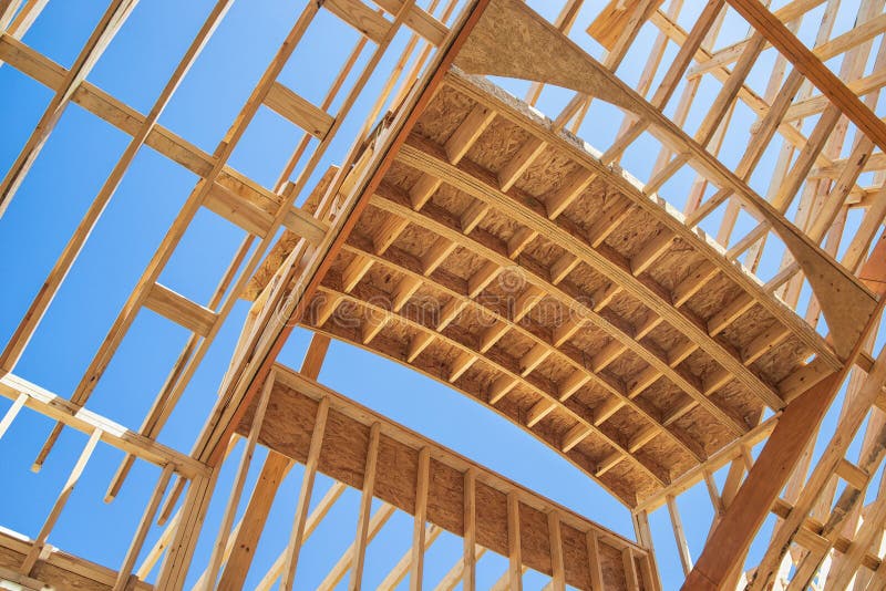 Construction Site Ceiling Framing Stock Photo - Image of plank, framing ...