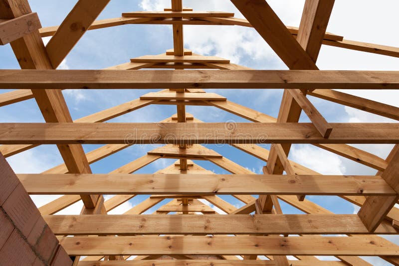 Construction Site Ceiling Framing Stock Photo - Image of plank, framing ...