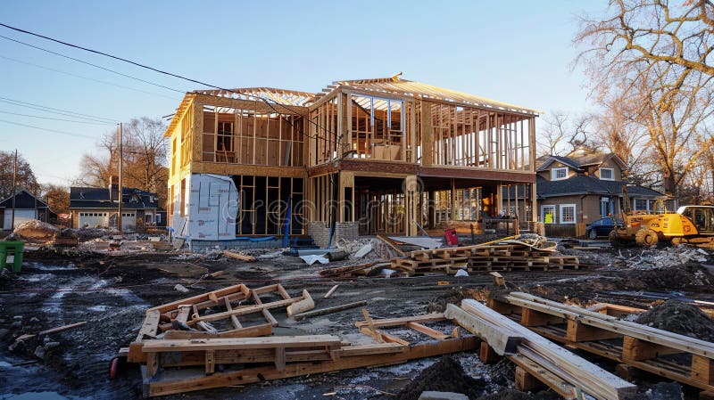 The Charm of a New Construction Home Stock Illustration - Illustration ...