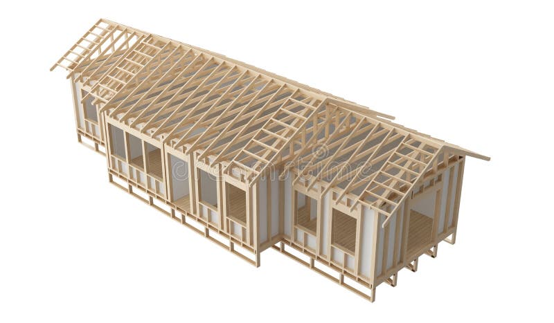 New Construction Home Wooden Framing Cut Out and Plasterboard on White ...