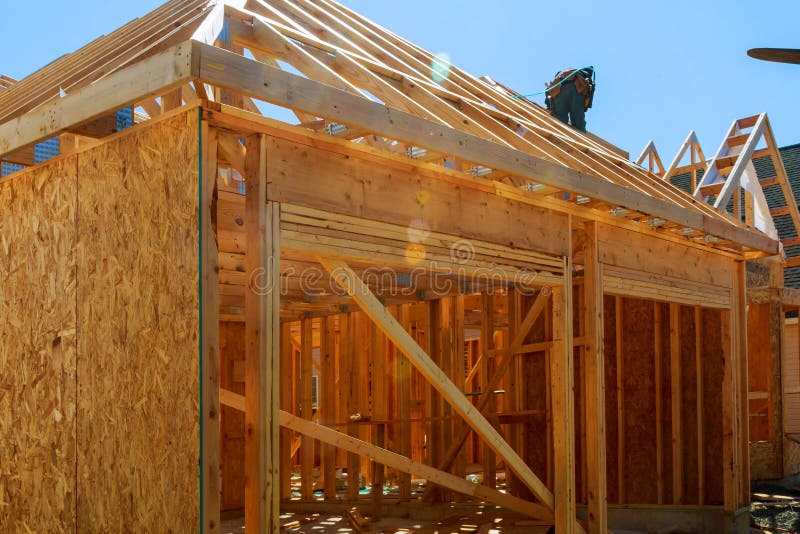 New Construction of a House Framed New Construction Stock Image - Image ...