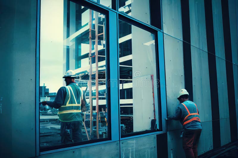 New Construction Project, Showing Plastic Windows Being Installed in ...