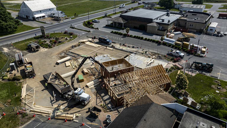 New Construction Project Underway at a Commercial Site in the Daytime ...